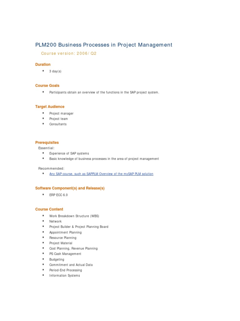 PLM Porject Management | PDF | Project Management | Logistics