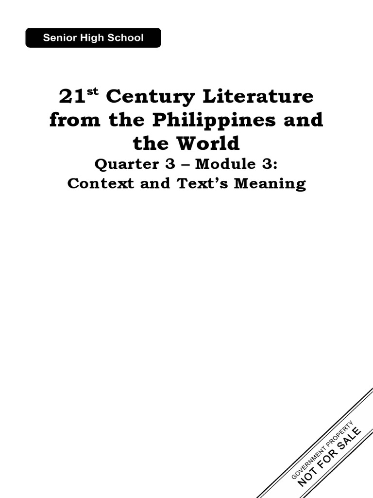 21st Century Lit11 - q1 - Mod3 - Context and Text Meaning - v3 | PDF ...