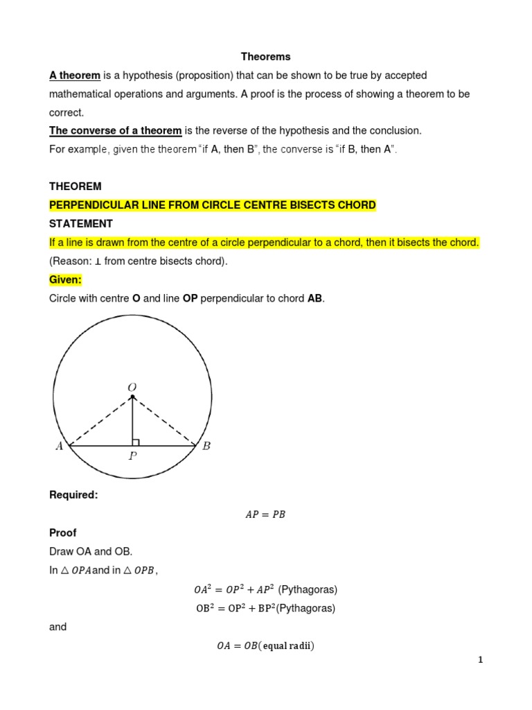 Theorems of Circle Geometry | PDF | Circle | Theorem
