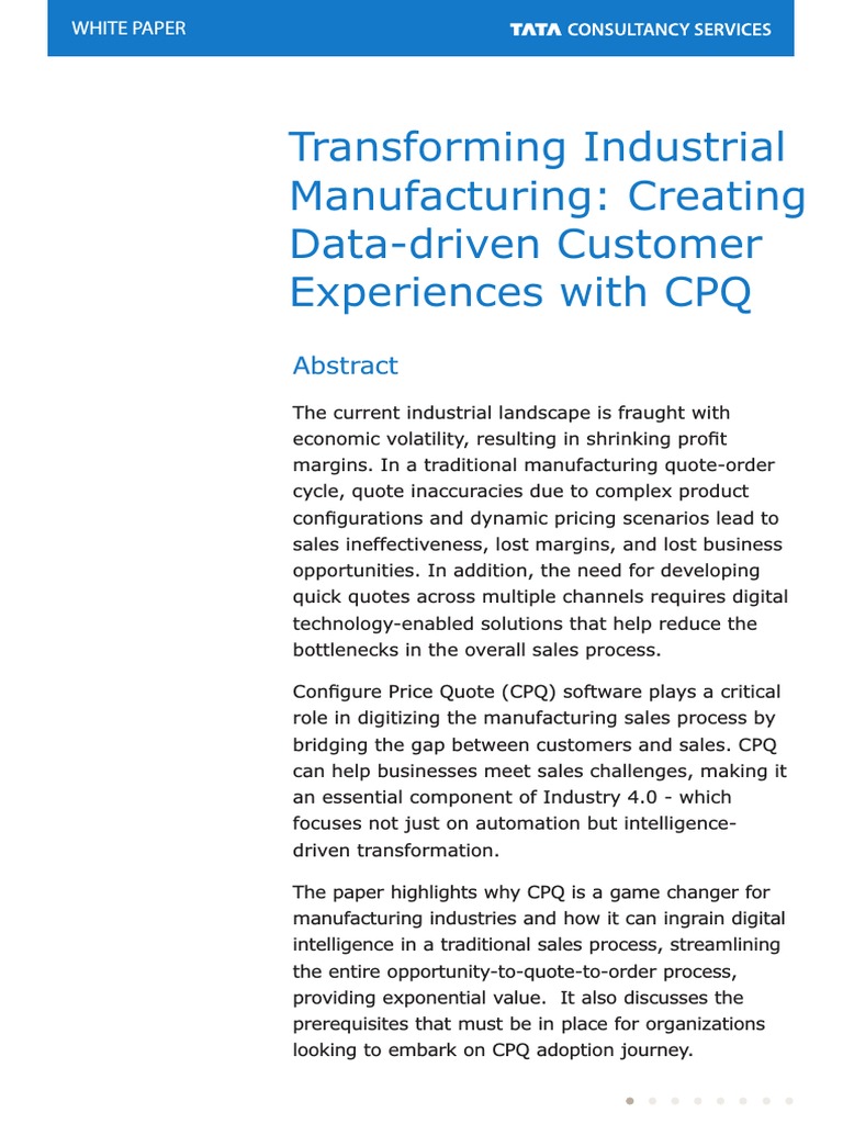 Transforming Industrial Manufacturing With CPQ Final | PDF | Sales ...