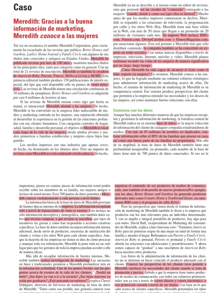Caso Meredith | PDF | Marketing | Bases de datos