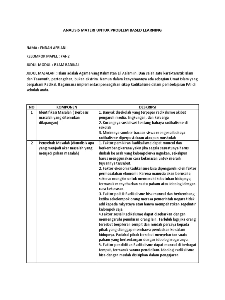 Analisis Materi Untuk Problem Based Learning | PDF