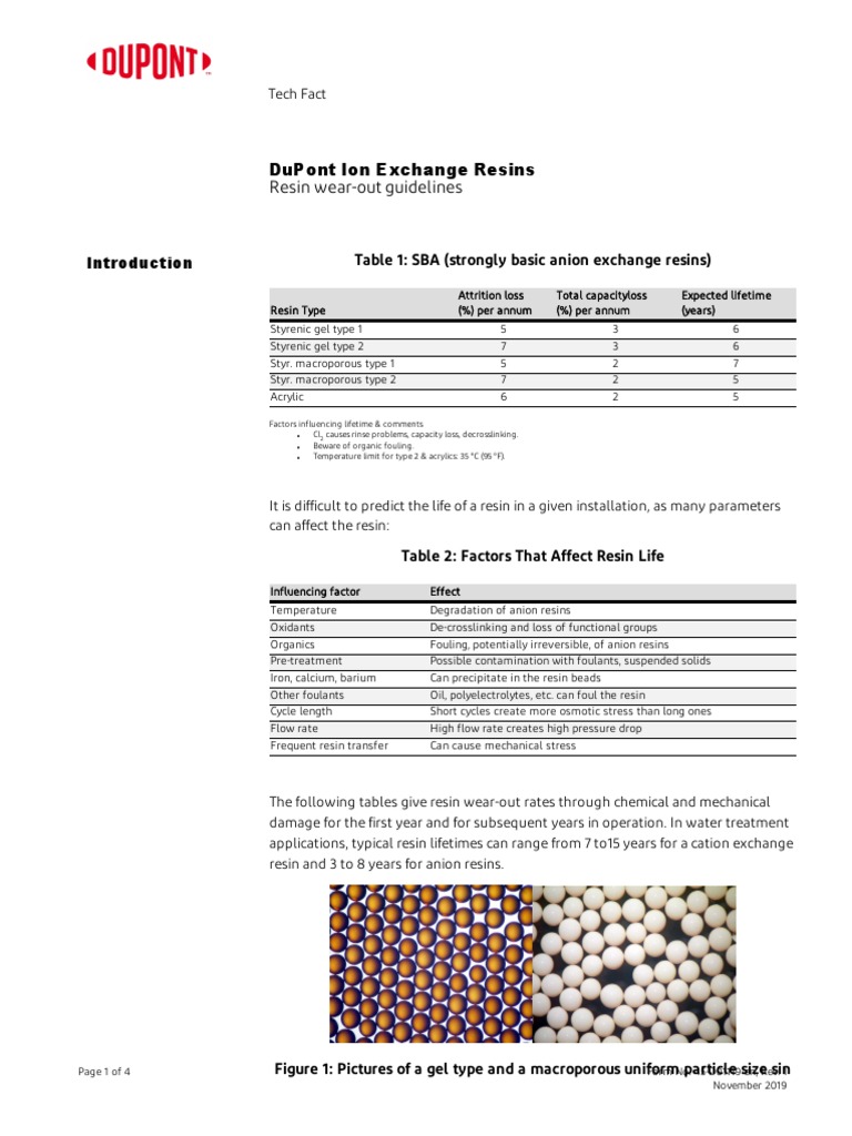 Dupont Resin Wear Out Guidelines - 45-D01119-En | PDF | Wear | Ion Exchange