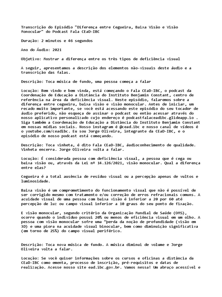 Os Três Tipos de Deficiência Visual | PDF | Deficiência visual ...