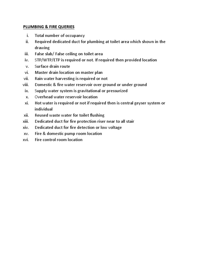 Plumbing and Fire Safety Requirements | PDF