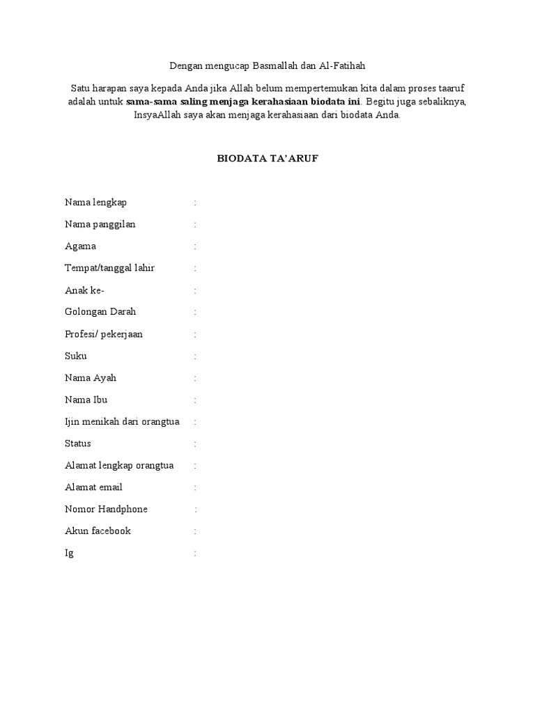 Contoh Proposal Nikah Word | PDF