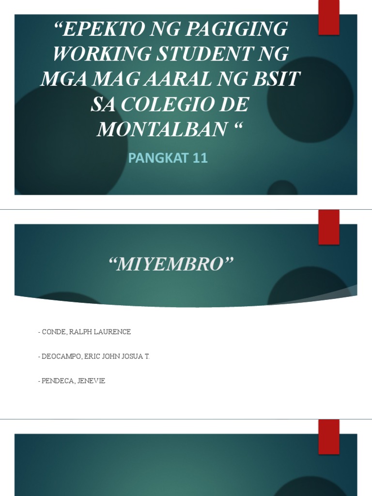 Epekto NG Pagiging Working Student NG Mga Mag Aaaral Sa CDM | PDF