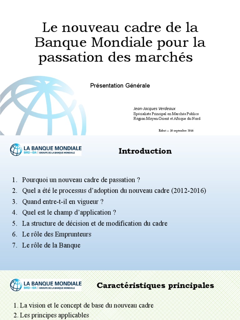 Cadre - Passation BM Presentation | PDF | Banques | Banque mondiale