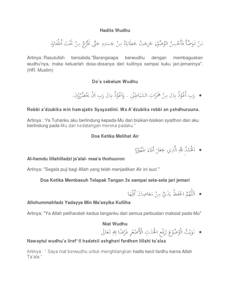 Doa Wudhu Lengkap dan Artinya | PDF