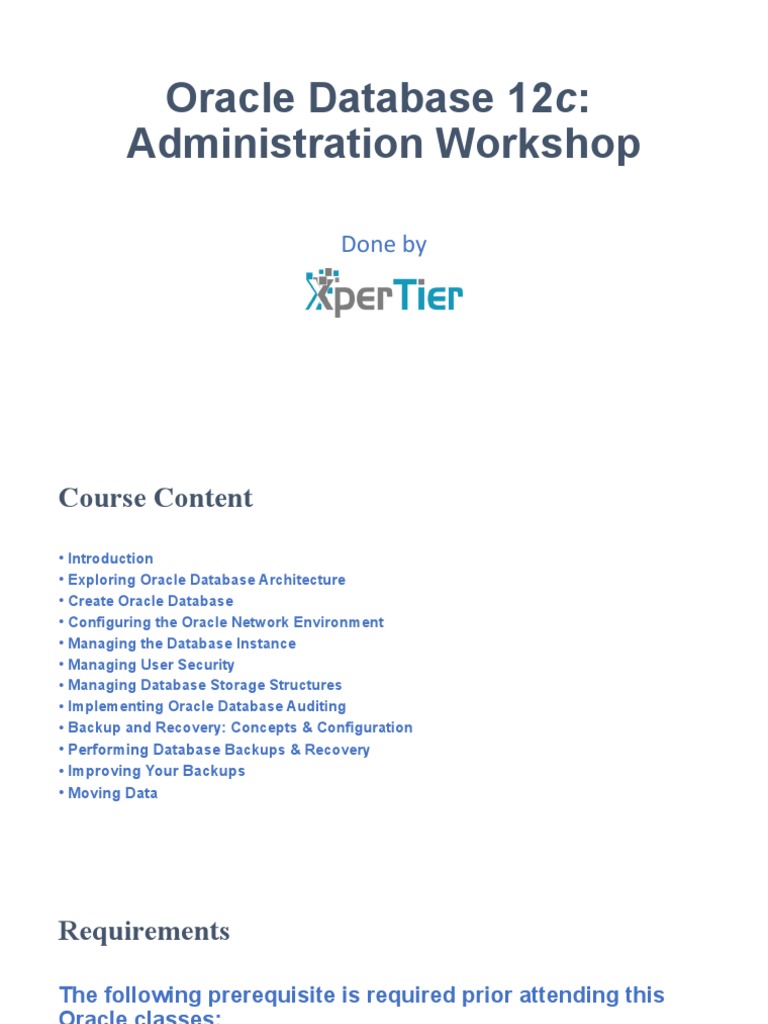 Oracle Database 12c Administration Workshop | PDF | Databases | Cache ...