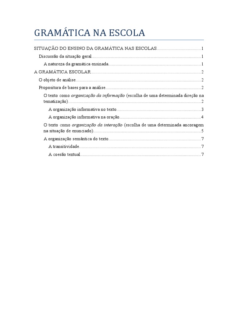 Gramática Na Escola - Maria Helena de Moura Neves | PDF | Assunto ...