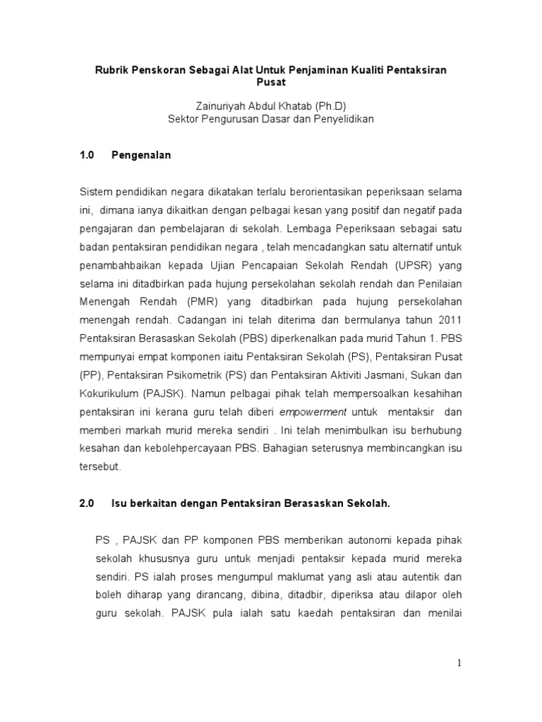 Pembentangan - Rubrik Penskoran Sebagai Alat Untuk An | PDF