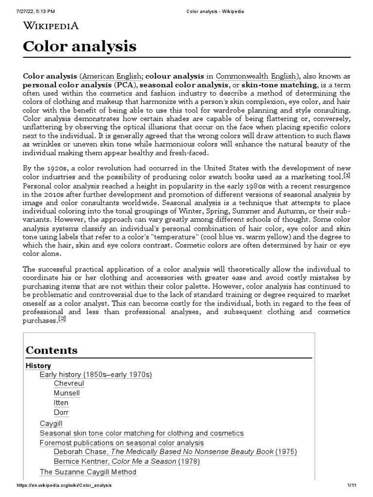 Color Analysis | PDF | Artistic Techniques | Color