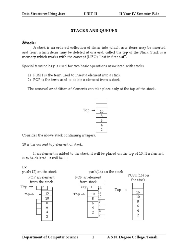 UNIT - II (Stacks and Queues) | PDF | Queue (Abstract Data Type ...