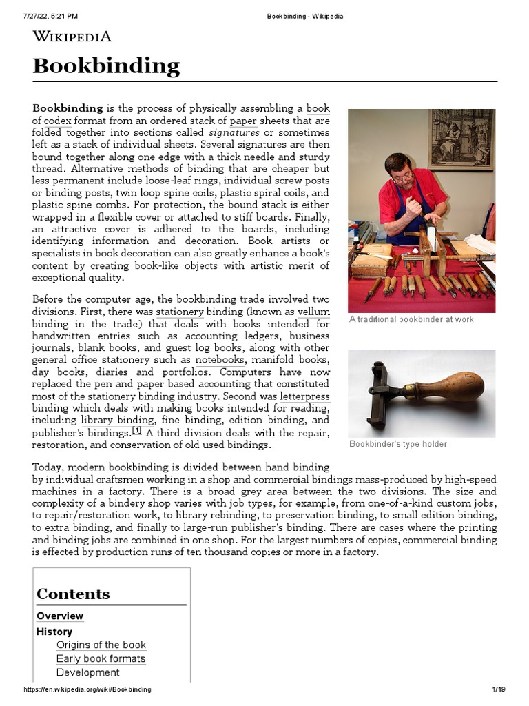 Bookbinding: Bookbinding Is The Process of Physically Assembling A Book | PDF | Bookbinding | Codex