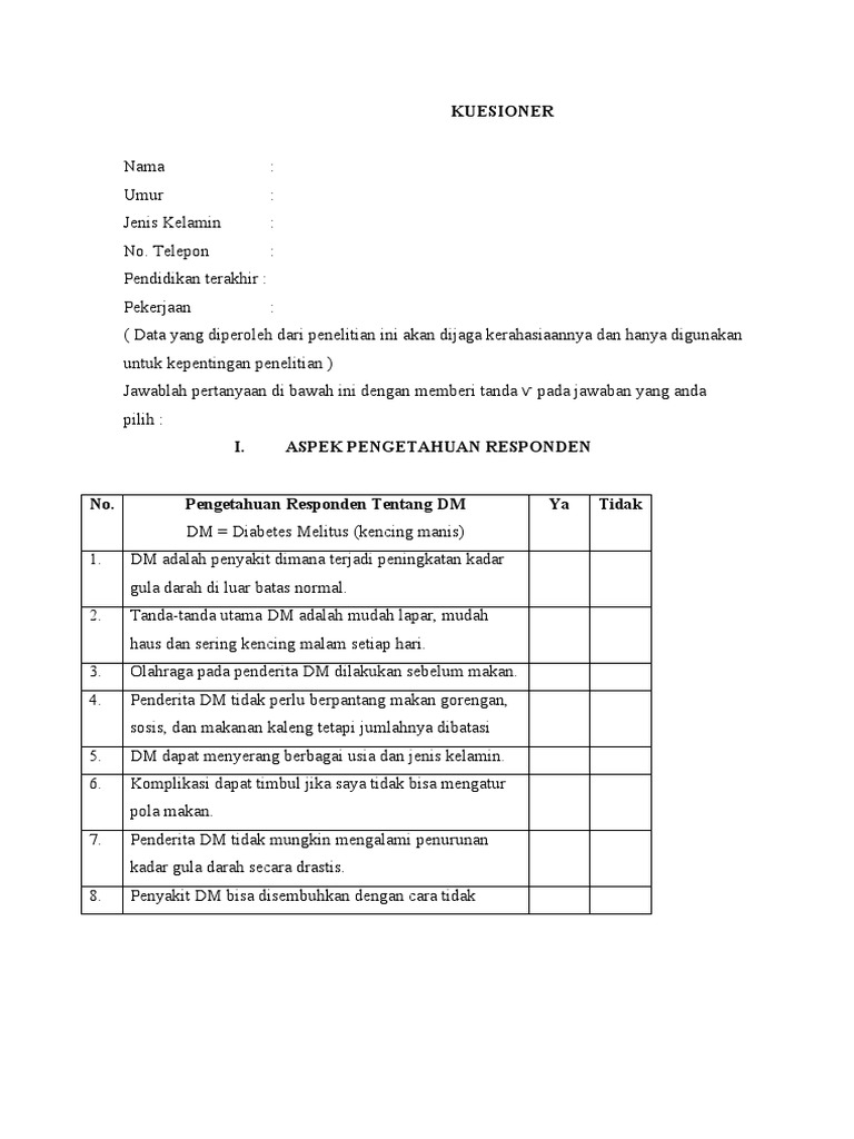 Kuesioner DM | PDF