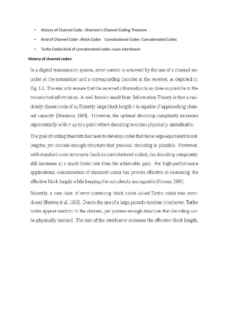 Notes For Turbo Codes Pdf Forward Error Correction Error Detection And Correction