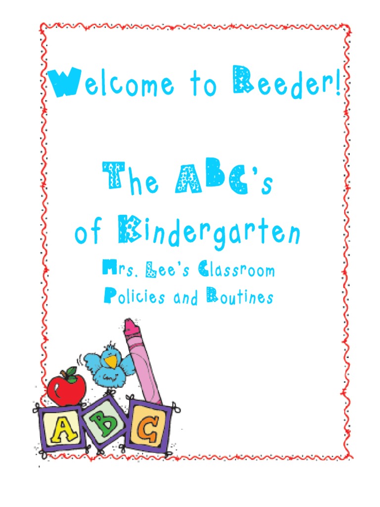 ABCs of Kindergarten - Reeder | PDF | Self Esteem | Classroom