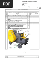 Checklist For Equipment Inspection Bar Bending Machine | PDF