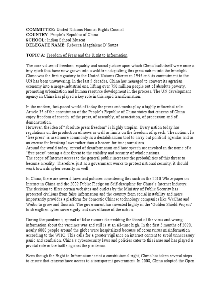 Sample Position Paper | PDF