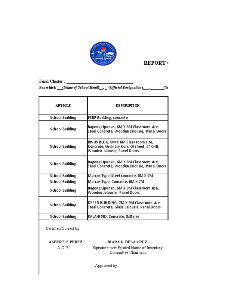 Report on the Physical Count of Property, Plant and Equipment of Abucay ...