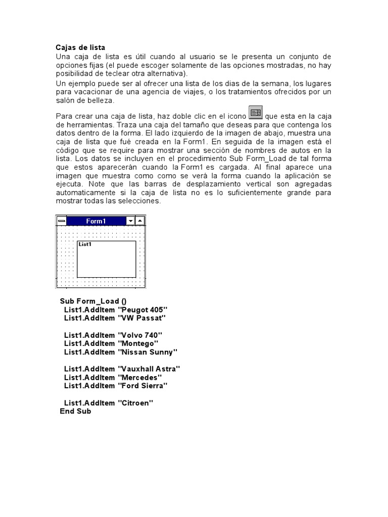 Guía sobre Cajas de Lista y Combinadas | PDF | Desarrollo de software ...