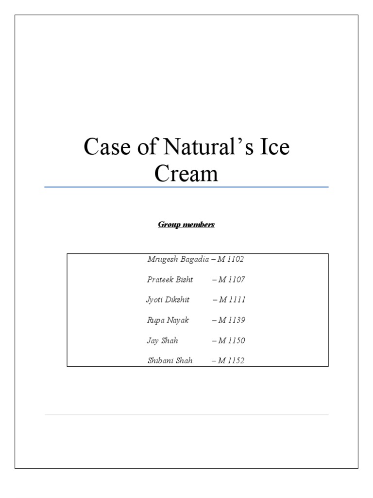 Naturals Ice Report | PDF | Retail | Milk