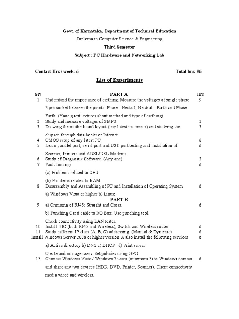 Pc Hardware And Networking Lab Pdf Internet Access Computer Network 2529