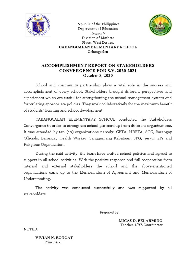 Accomplishment On Stakeholders Convergence | PDF