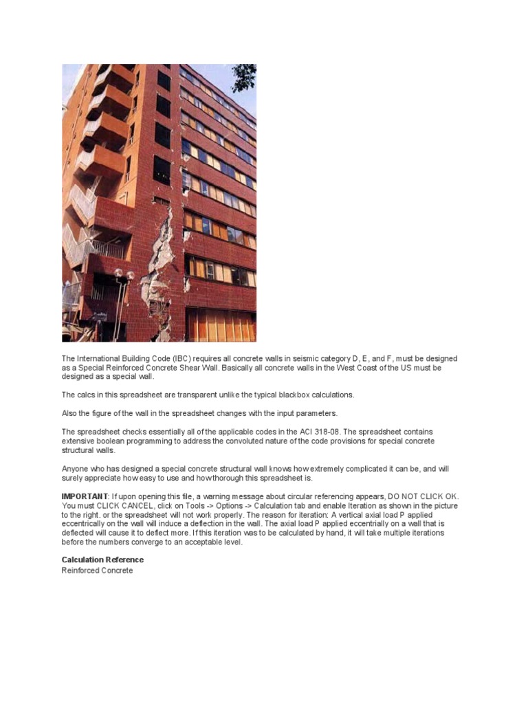 Concrete Special Structural Wall ACI 318-08 | PDF