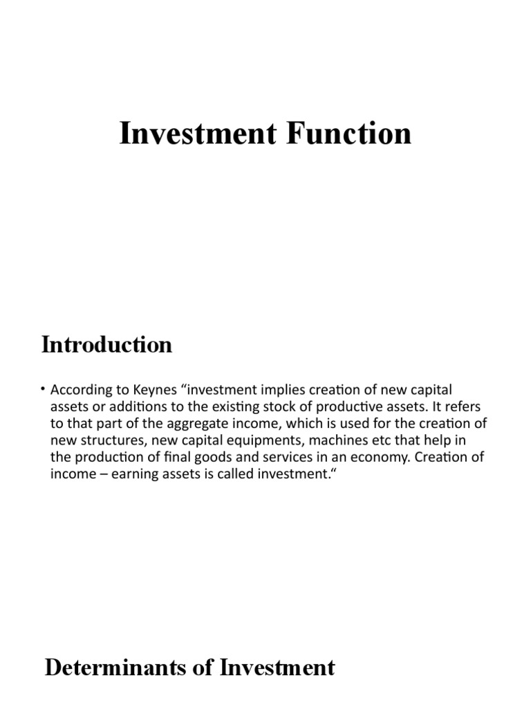 Investment Function | PDF | Interest | Capital (Economics)