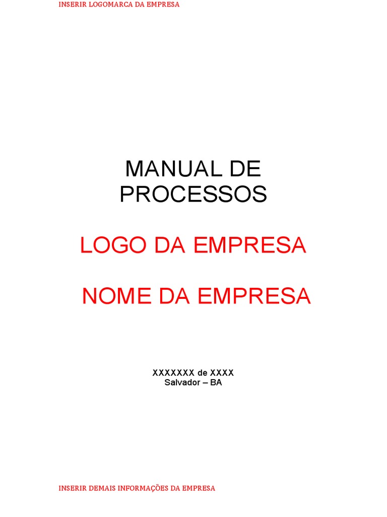 (MODELO) Manual de Processos | Download grátis PDF | Business | Informática