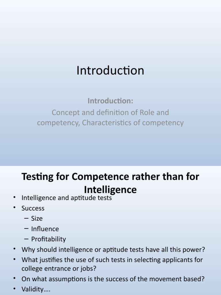 Concept and Definition of Role and Competency, Characteristics of ...