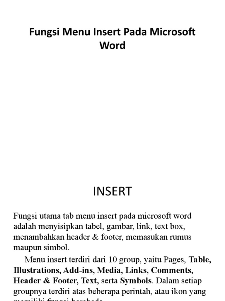 Fungsi Menu Insert Pada Microsoft Word | PDF