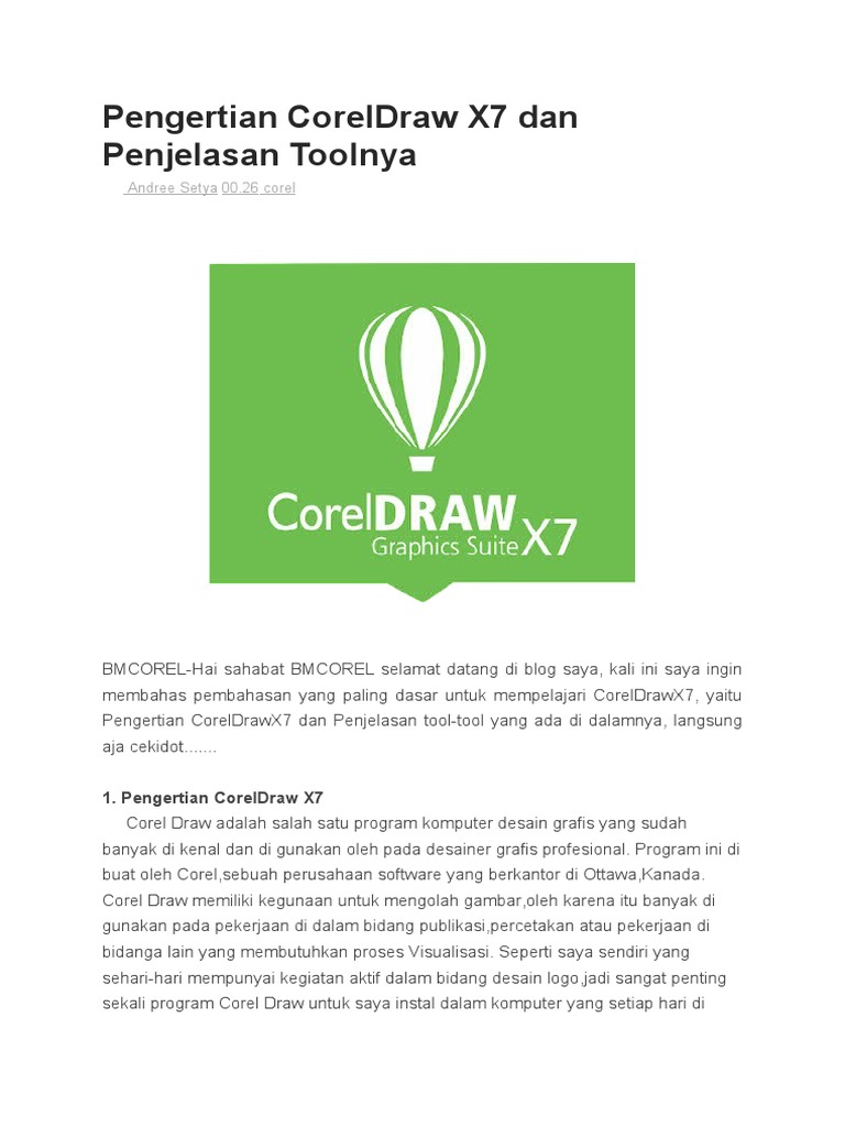 Pengertian CorelDraw X7 Dan Penjelasan Toolnya | PDF