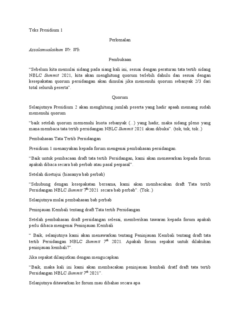 Teks Presidium 1 Fix | PDF