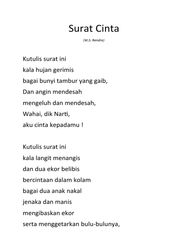 Surat Cinta: (W.S. Rendra) | PDF