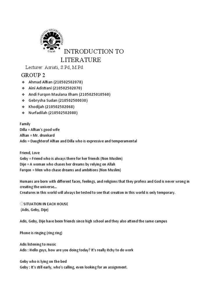 Drama Script - Introduction To Literature by Group 2 | PDF | Language ...