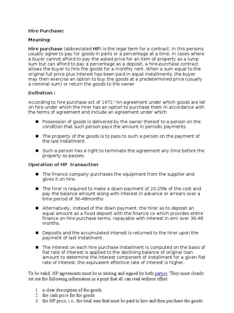 Hire Purchase | PDF | Lease | Private Law