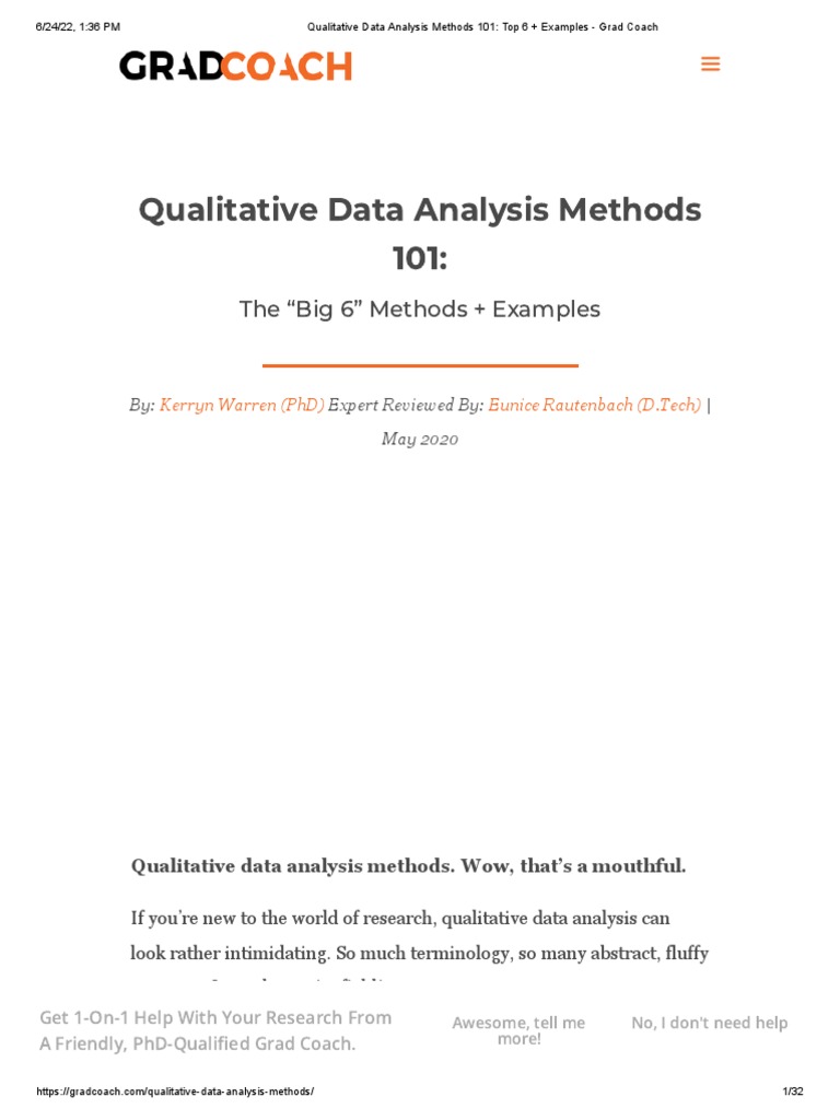 Qualitative Data Analysis Methods 101 - Top 6 + Examples - Grad Coach ...