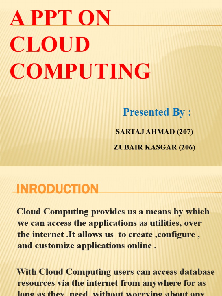 Presented By:: Sartaj Ahmad (207) Zubair Kasgar | PDF | Cloud Computing | Software As A Service