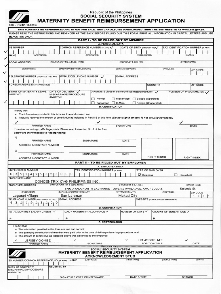 Maternity Reimbursement Form | PDF