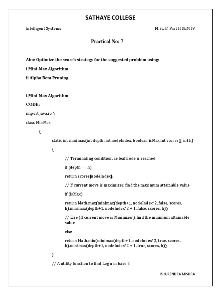 Sathaye College: Practical No: 7 | Download Free PDF | Algorithms And Data Structures | Software ...