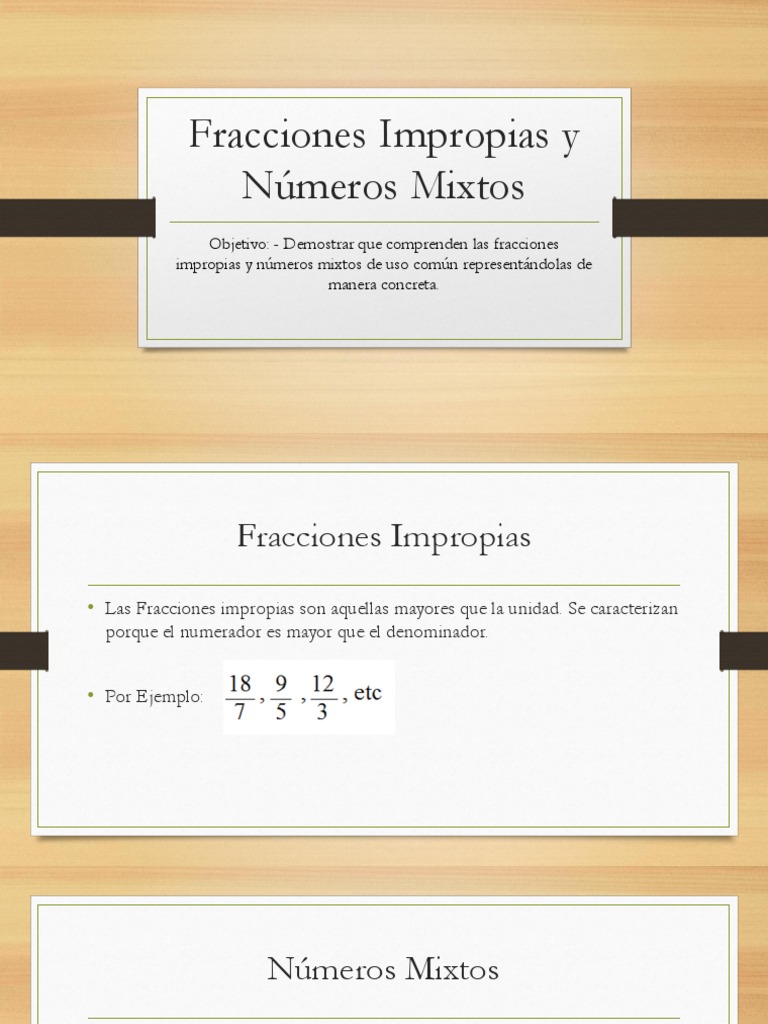 Fracciones Impropias y Números Mixtos | PDF