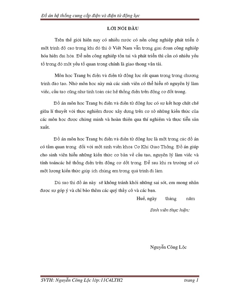 DO AN HE THONG CUNG CAP DIEN OTO1sua | PDF
