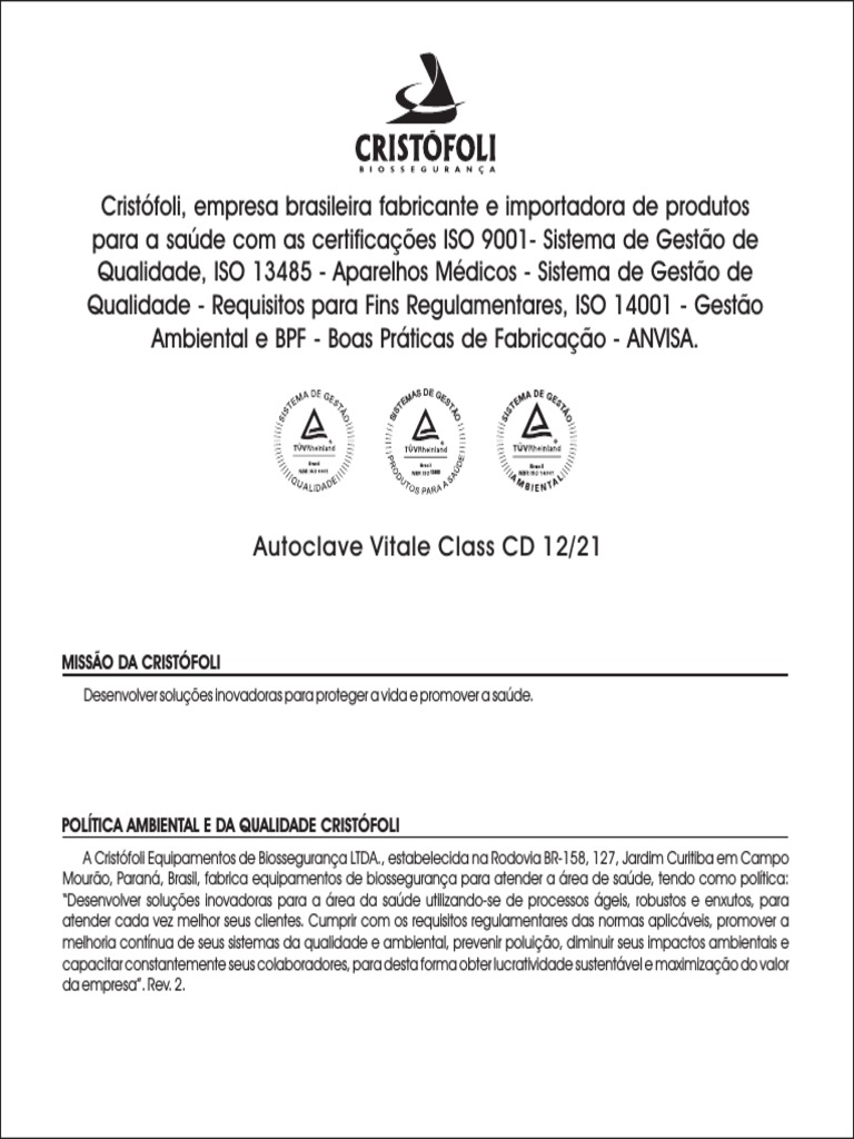 Manual Autoclave Vitale Class CD Port. Rev.2 - 2016 | Download Free PDF ... Manual Autoclave Vitale Class CD Port. Rev.2 - 2016 | Download Free PDF ...