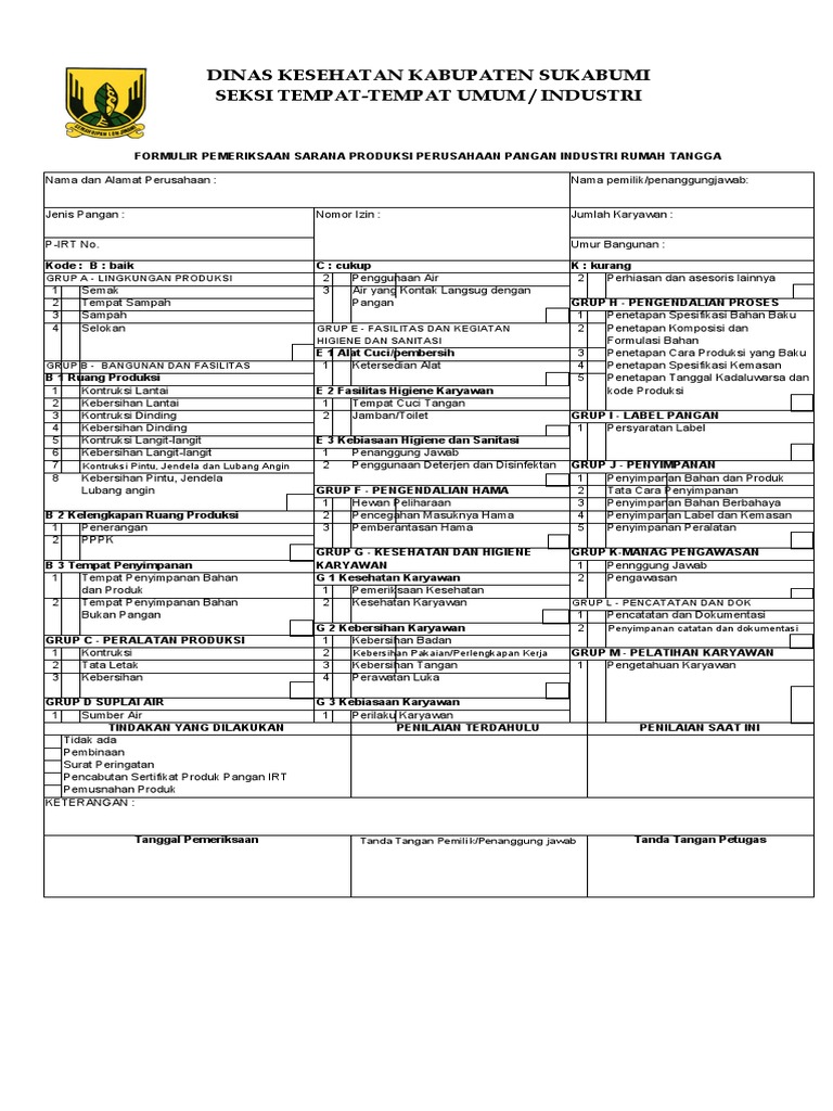 Formulir P-Irt Home Industri | PDF