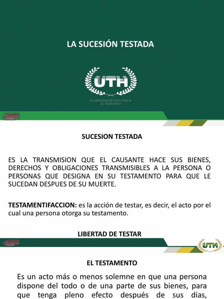 Sucesión Testada: Conceptos Clave | PDF | Voluntad y testamento ...