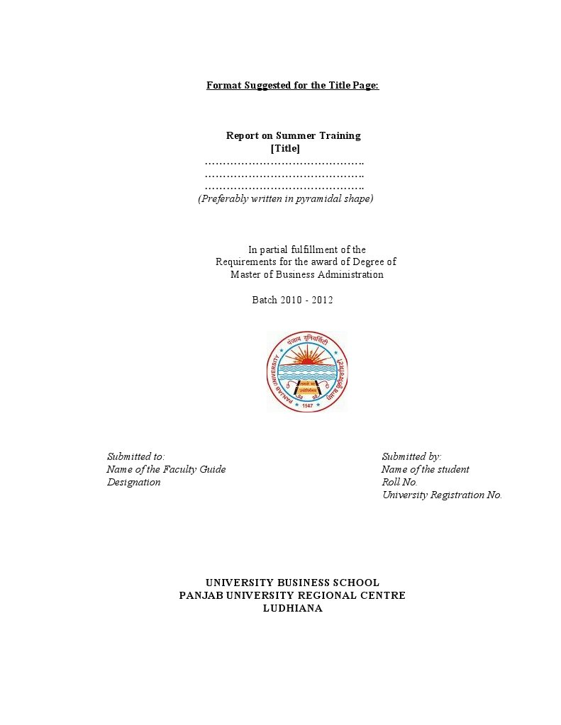 Attachment 9 - Format of Title Page | PDF | Career & Growth | Business
