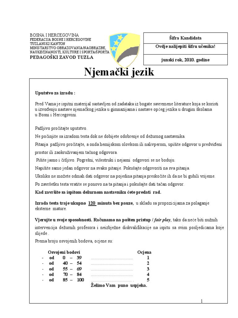 Njemacki Jezik Juni 2010 | PDF